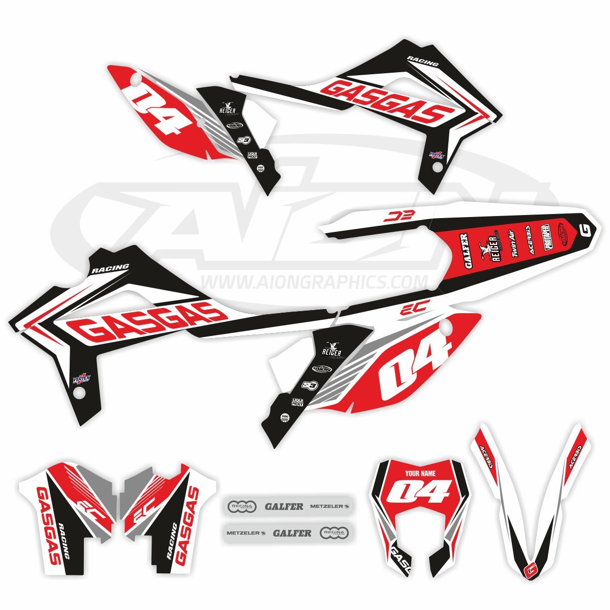 GasGas Graphics Kit for a 2012-2017 EC E F dirt bike models