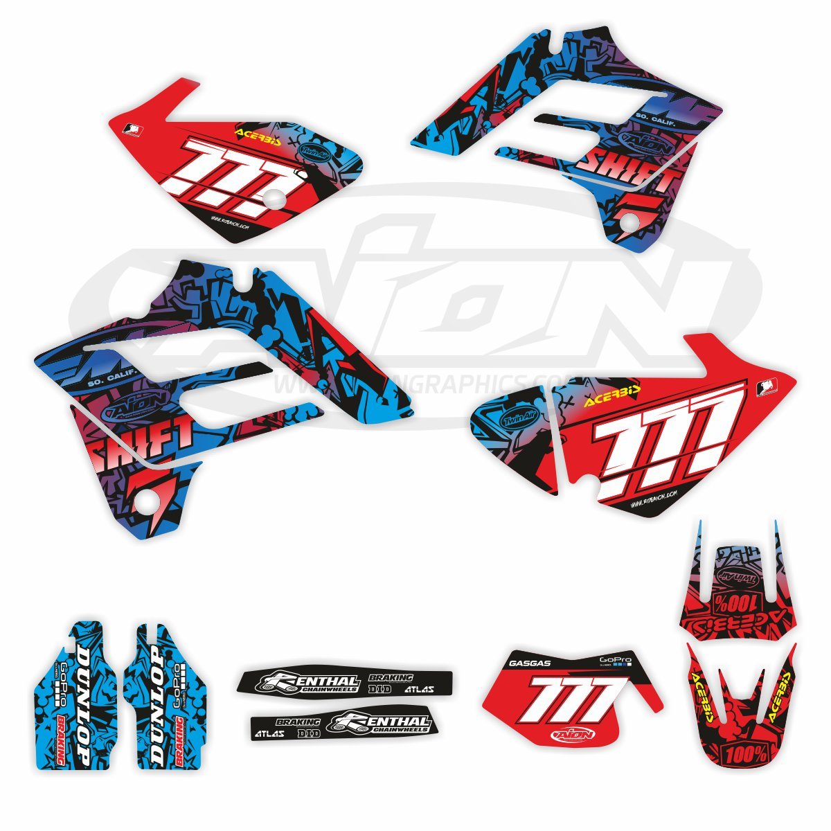 GasGas Graphics Kit for a 2005-2006 EC FSE dirt bike models