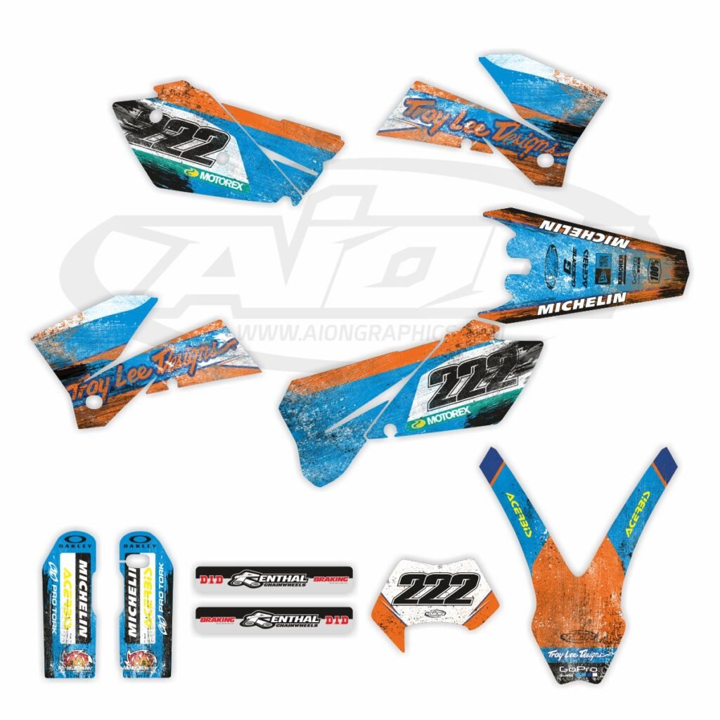 KTM Graphics Kit for a 2005-2007 EXC dirt bike models