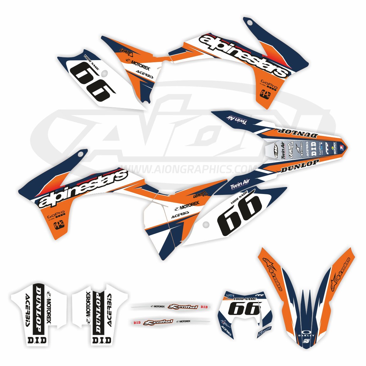 KTM Graphics Kit for a 2012-2013 EXC EXCF dirt bike models