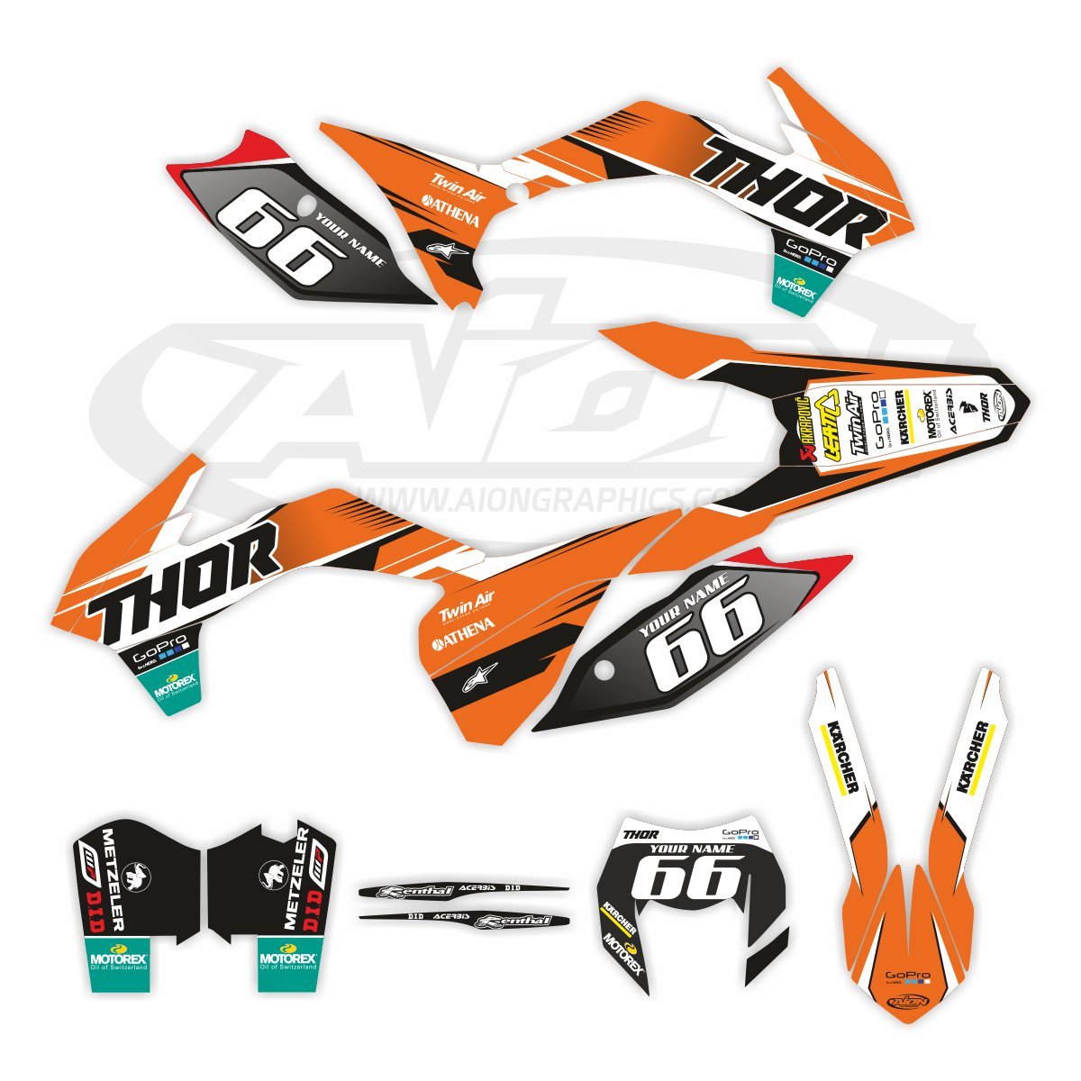 KTM Graphics Kit for a 2014 EXC EXCF XCW XCFW dirt bike models