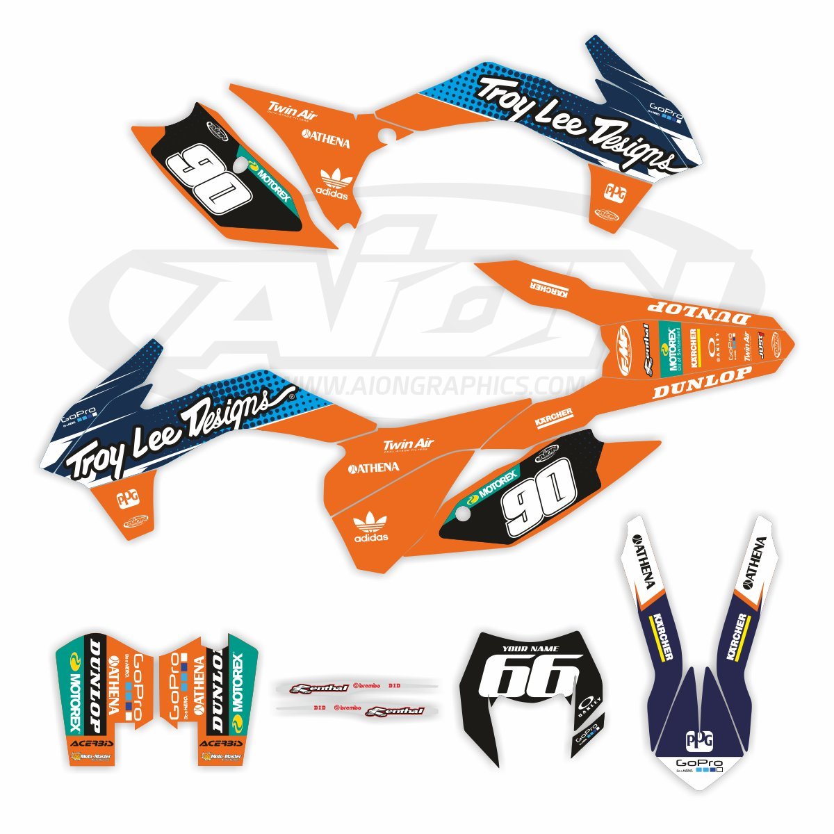 KTM Graphics Kit for a 2014 EXC EXCF XCW XCFW dirt bike models