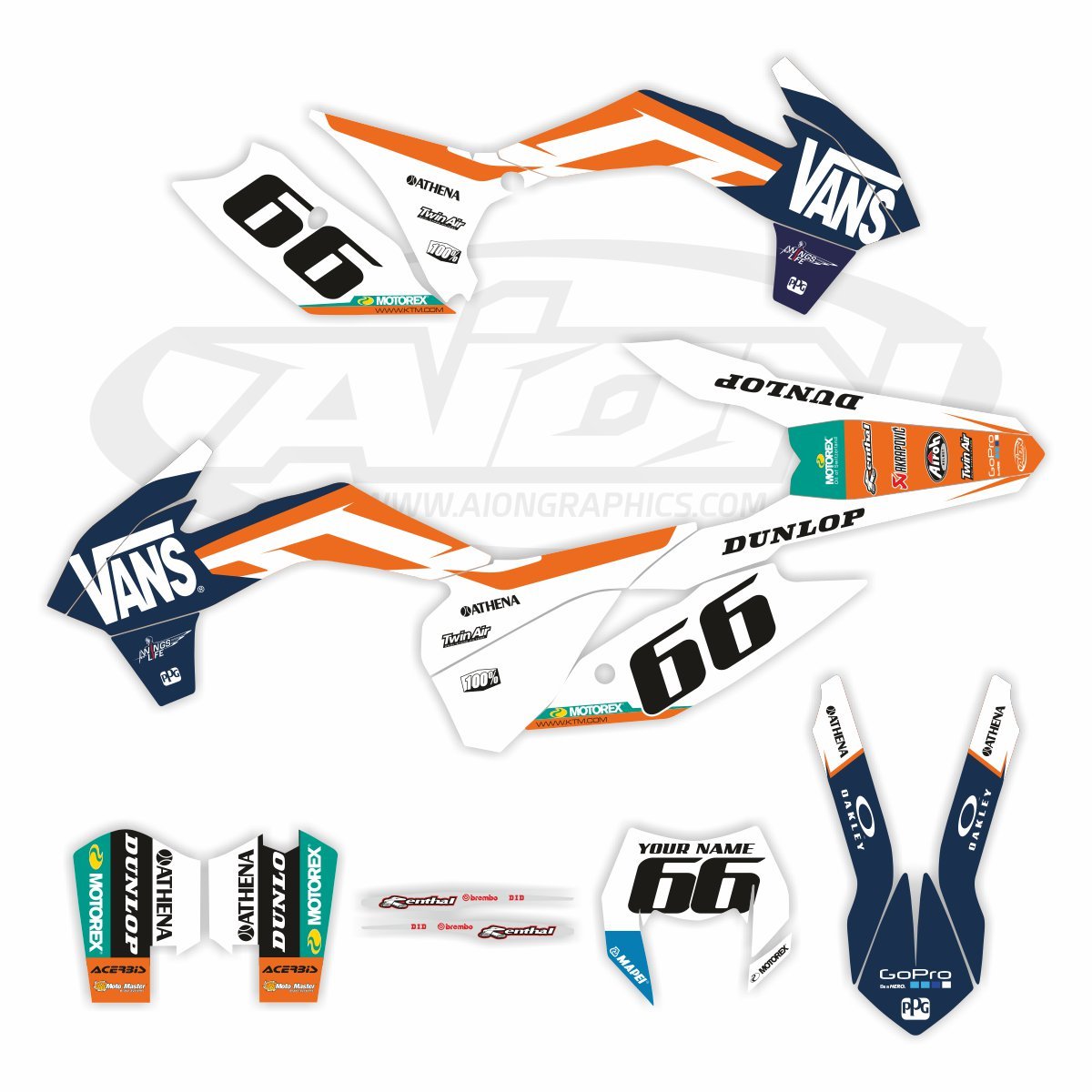 KTM Graphics Kit for a 2014 EXC EXCF XCW XCFW dirt bike models
