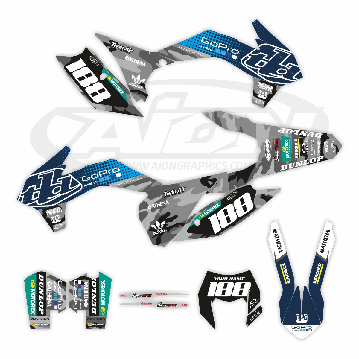 KTM Graphics Kit for a 2014 EXC EXCF XCW XCFW dirt bike models