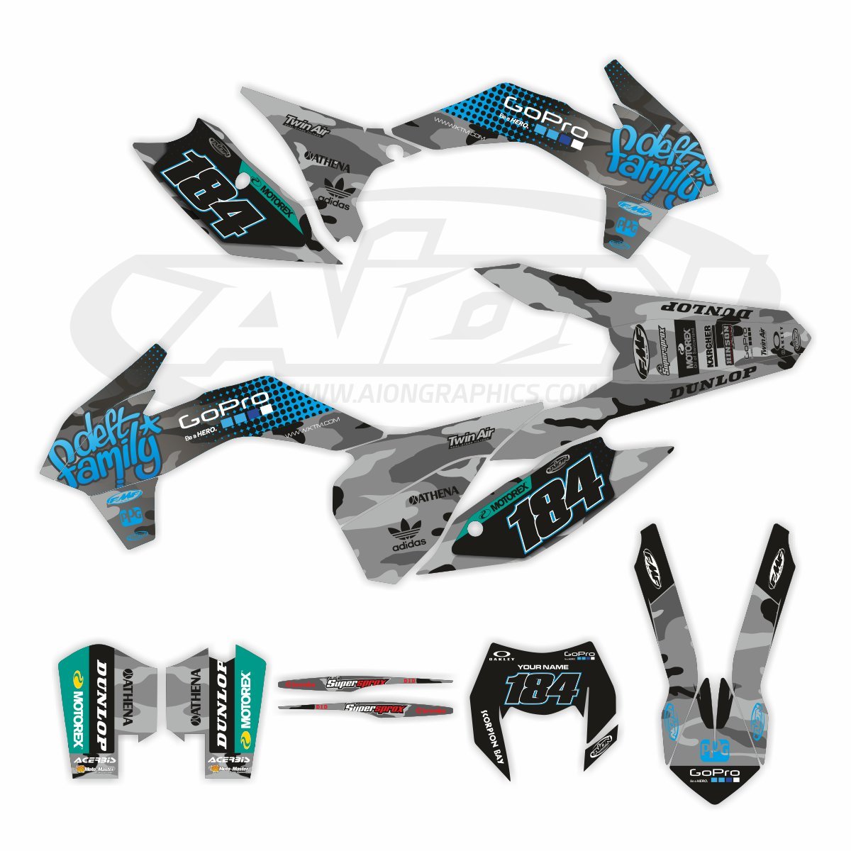 KTM Graphics Kit for a 2014 EXC EXCF XCW XCFW dirt bike models