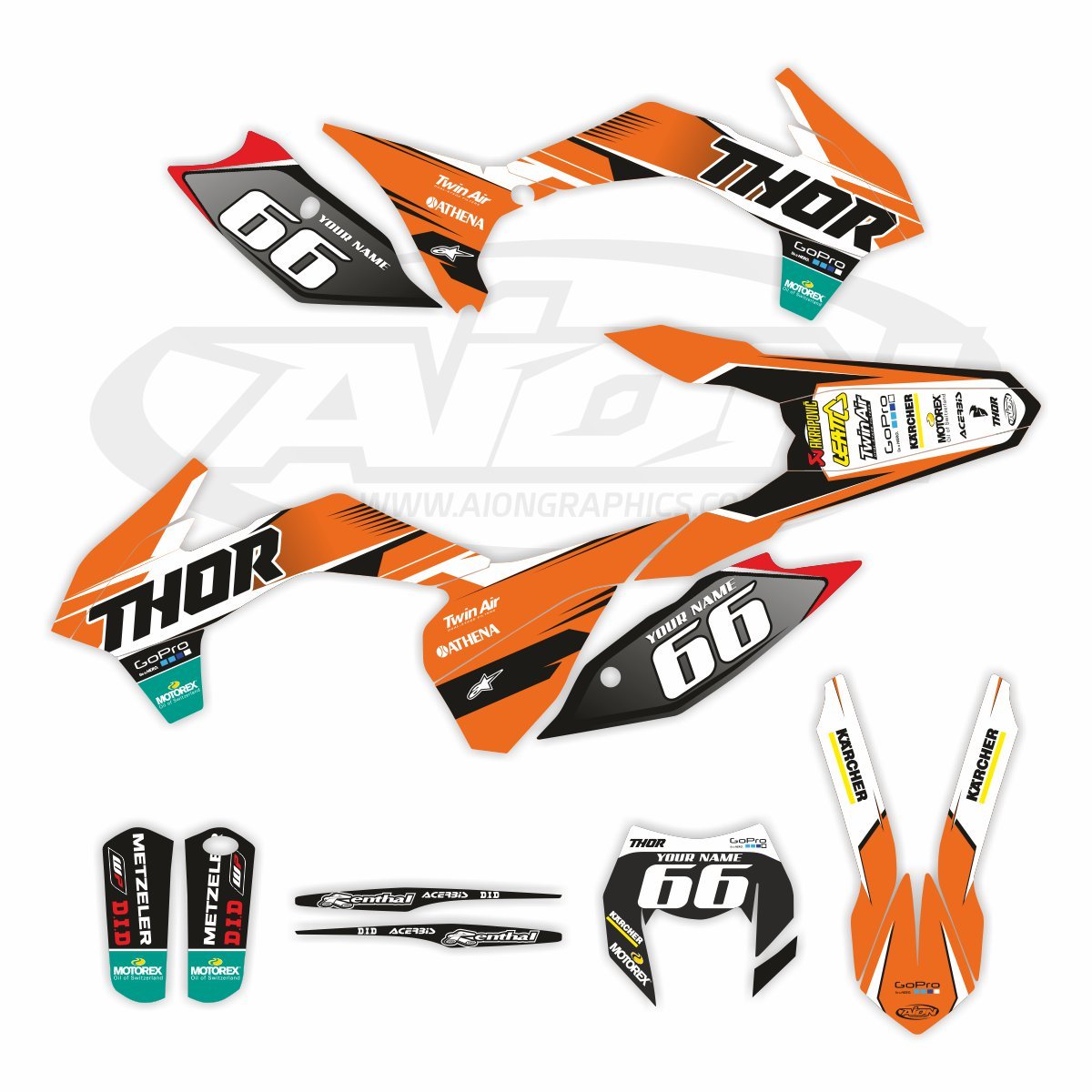 KTM Graphics Kit for a 2015-2016 EXC EXCF dirt bike models