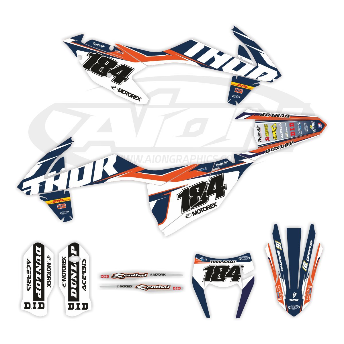 KTM Graphics Kit for a 2017-2019 EXC EXCF XCW dirt bike models