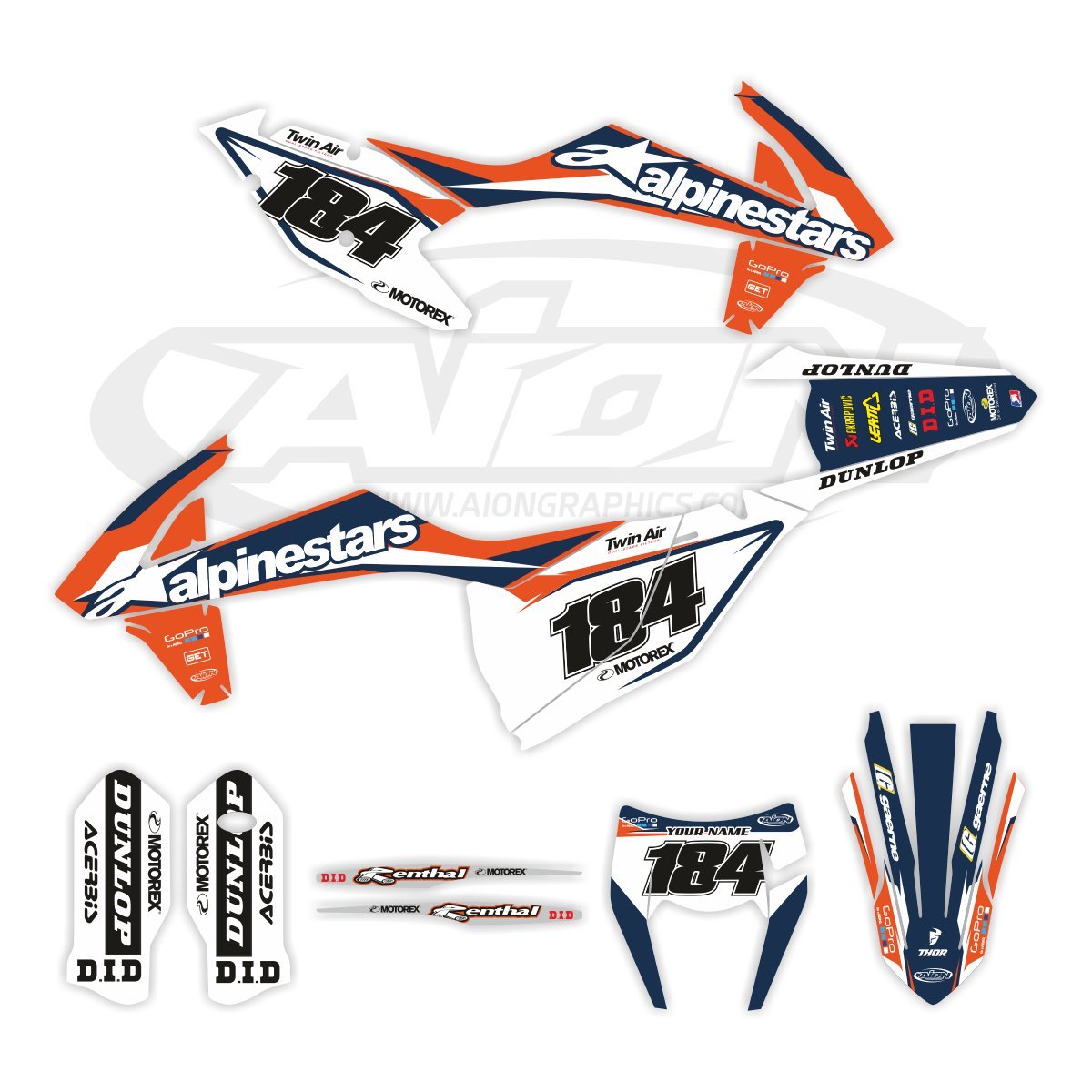 KTM Graphics Kit for a 2017-2019 EXC EXCF XCW dirt bike models