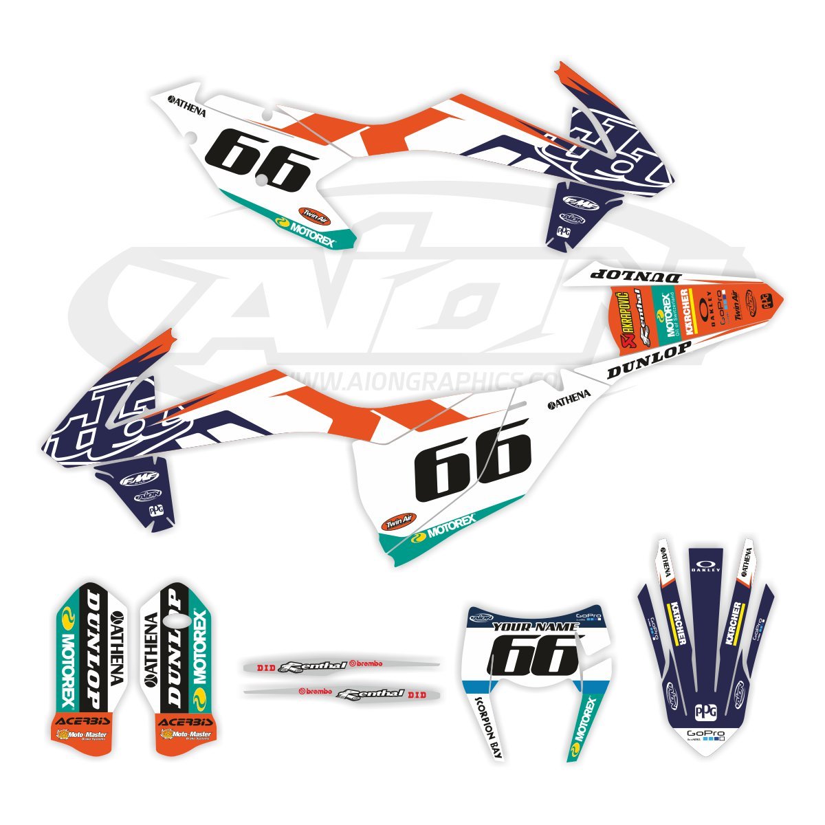 KTM Graphics Kit for a 2017-2019 EXC EXCF XCW dirt bike models