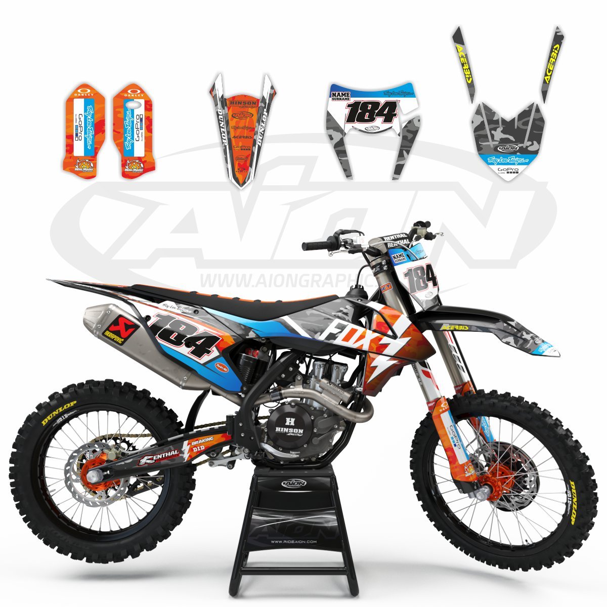 KTM Graphics Kit for a 2017-2019 EXC EXCF XCW dirt bike models