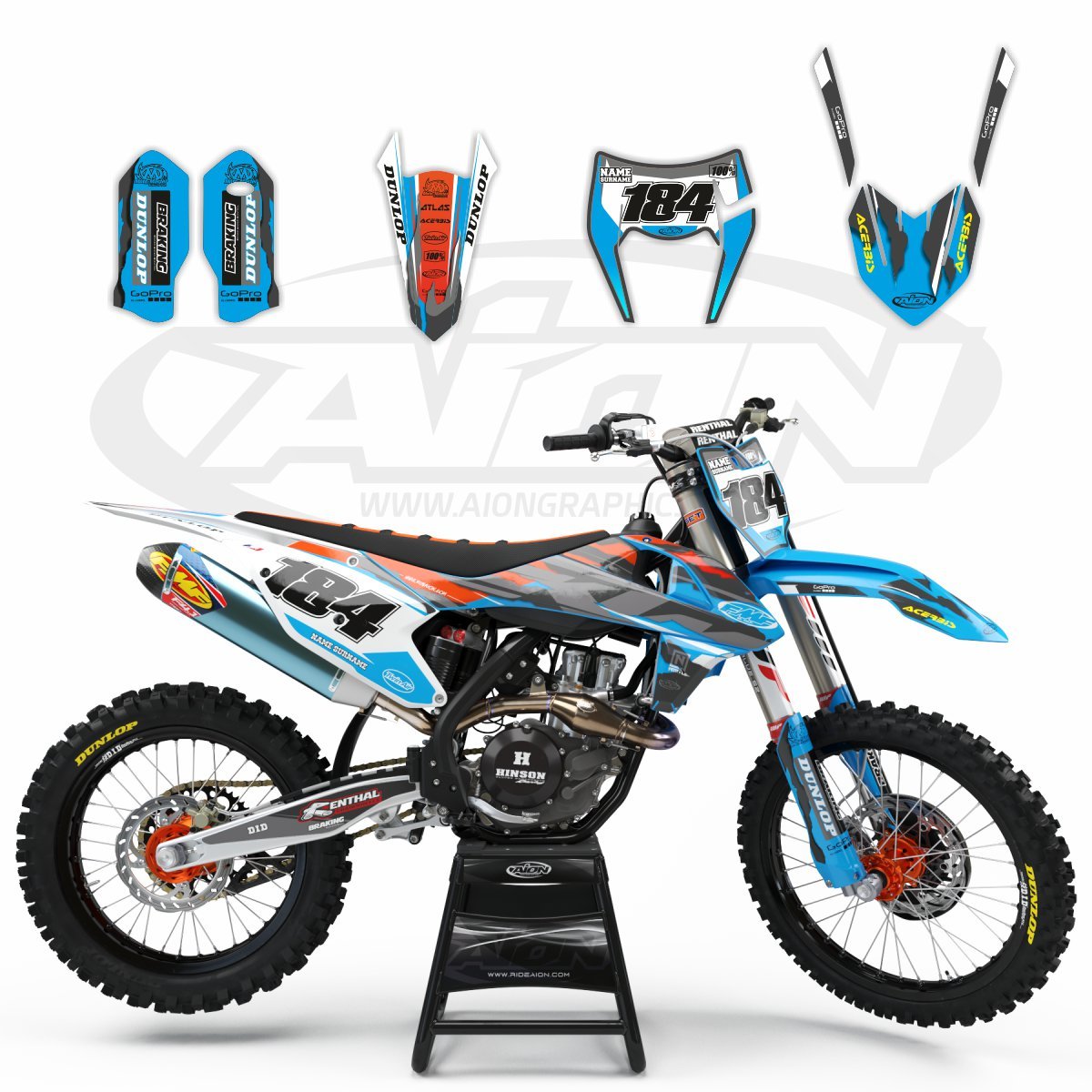 KTM Graphics Kit for a 2017-2019 EXC EXCF XCW dirt bike models