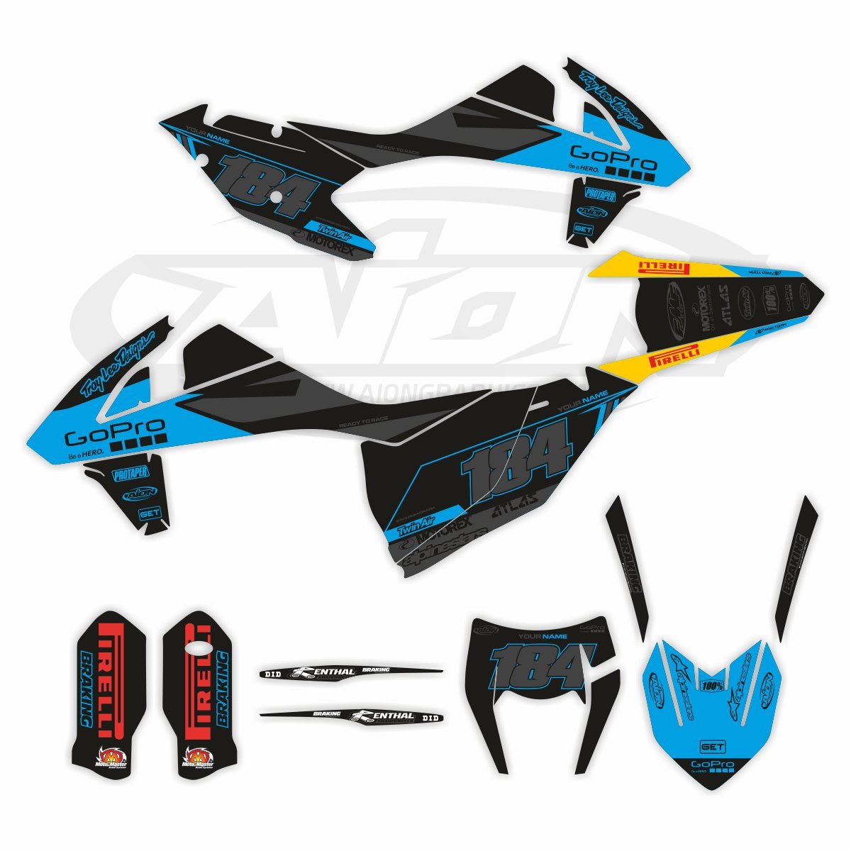 KTM Graphics Kit for a 2017-2019 EXC EXCF XCW dirt bike models