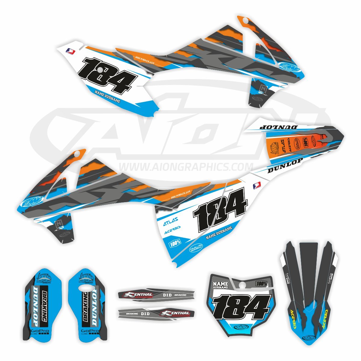 KTM Graphics Kit for a 2018-2021 SX 85cc dirt bike models