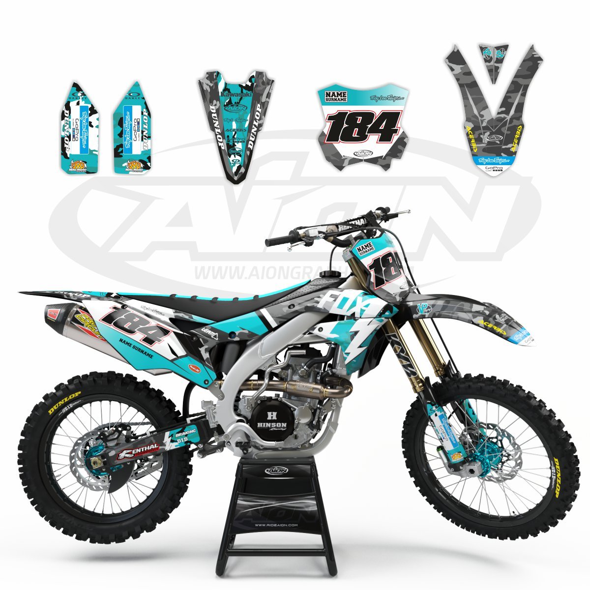 Kawasaki Graphics Kit for a 2017-2019 KXF 250cc dirt bike models