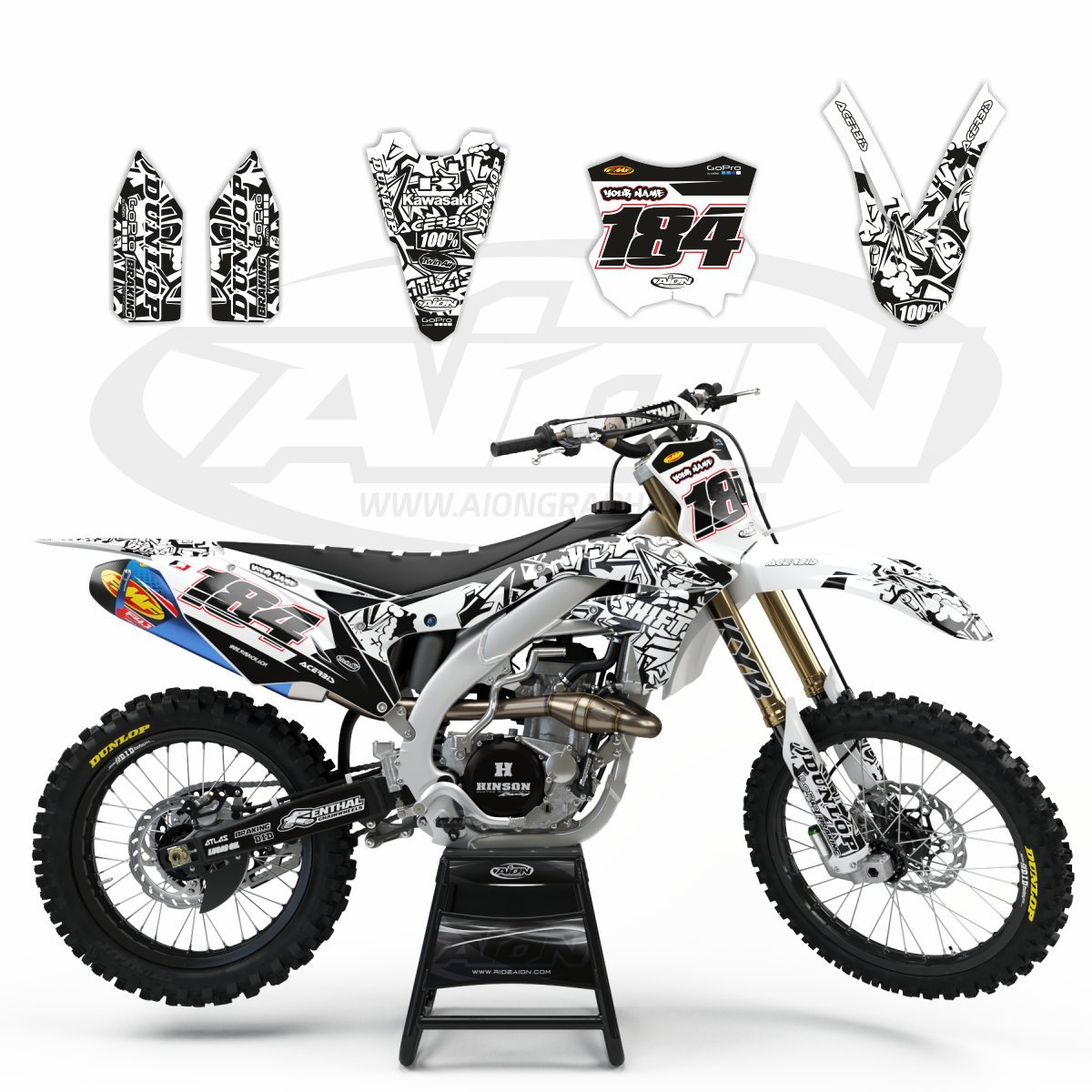 Kawasaki Graphics Kit for a 2017-2019 KXF 250cc dirt bike models