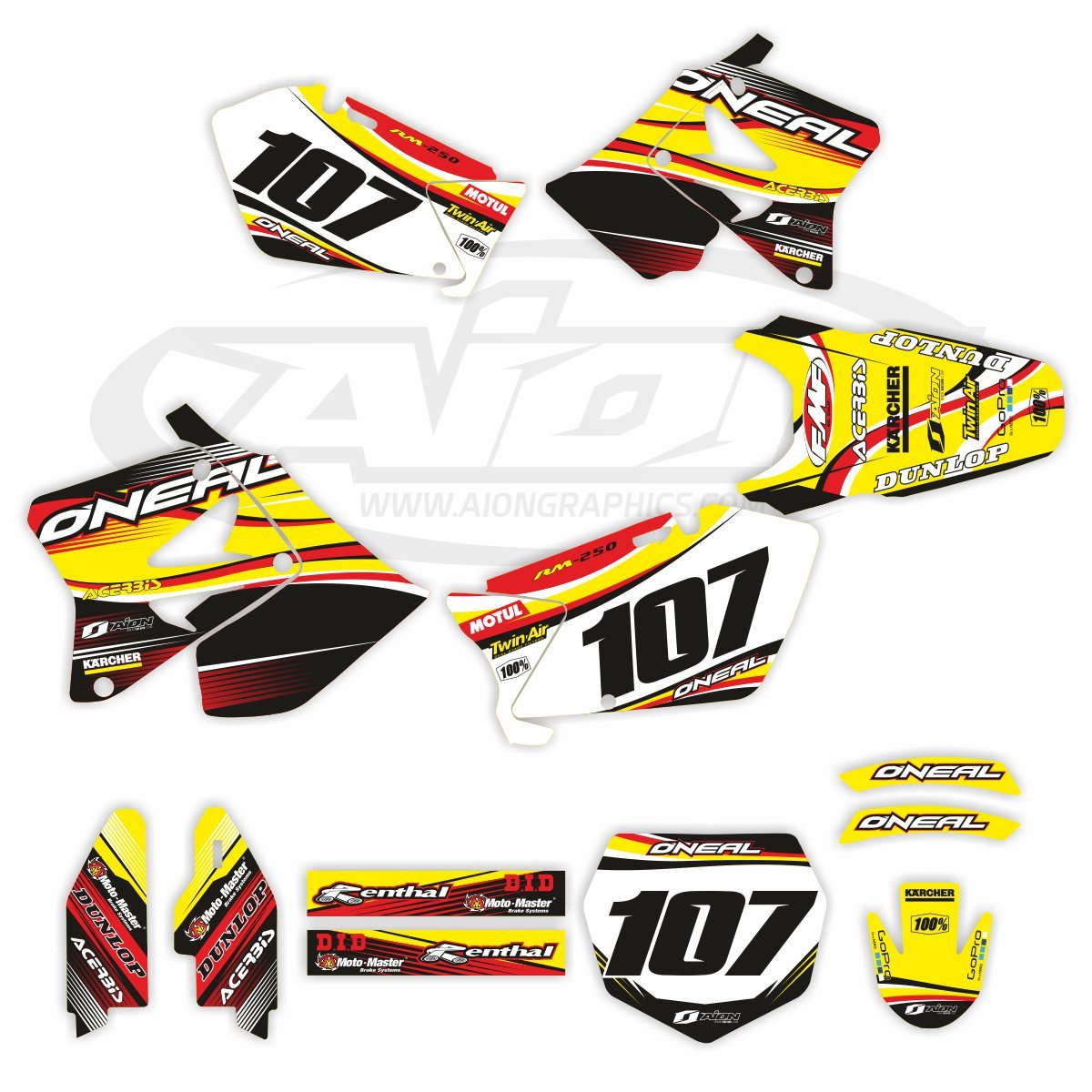 Suzuki Graphics Kit for a 2001-2012 RM 125-250cc dirt bike models