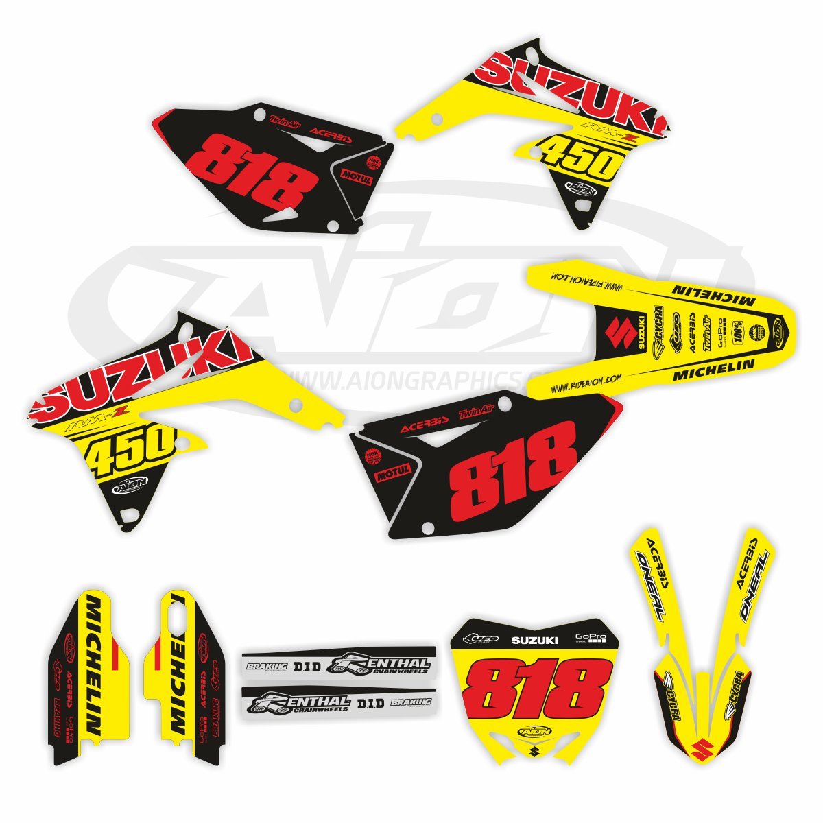 Suzuki Graphics Kit for a 2008-2017 RMZ 450cc dirt bike models