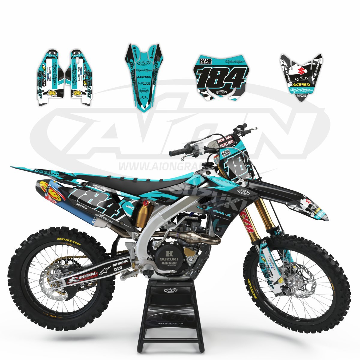 Suzuki Graphics Kit for a 2018-2020 RMZ 250-450cc dirt bike models