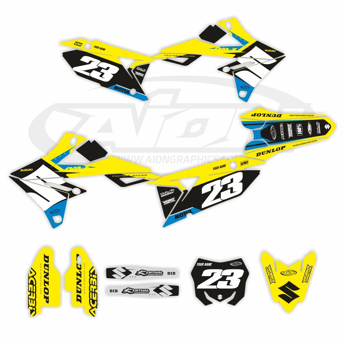 Suzuki Graphics Kit for a 2018-2020 RMZ 250-450cc dirt bike models