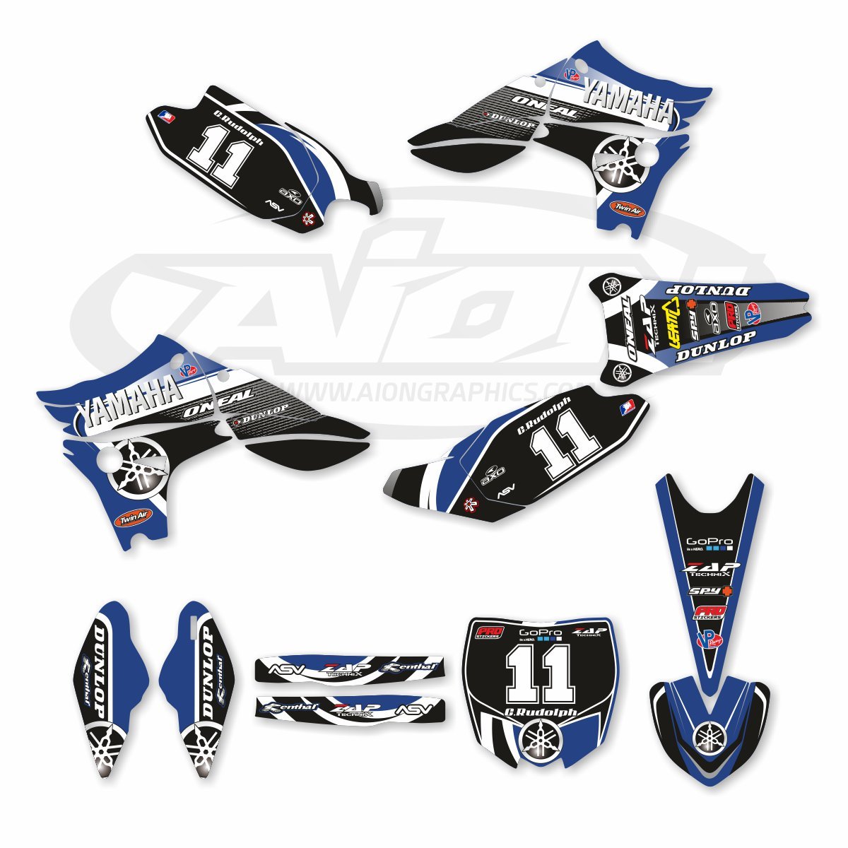 Yamaha Graphics Kit for a 2010-2013 YZF 450cc dirt bike models