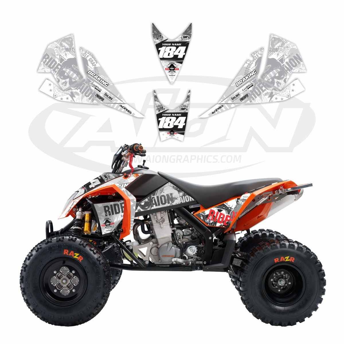 KTM Graphics kit for a XC SX 450-505-525cc Quad bike models