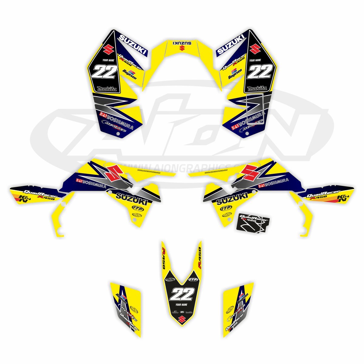 Suzuki Graphics kit for a LTR 450 R Quad bike - ATV Decals