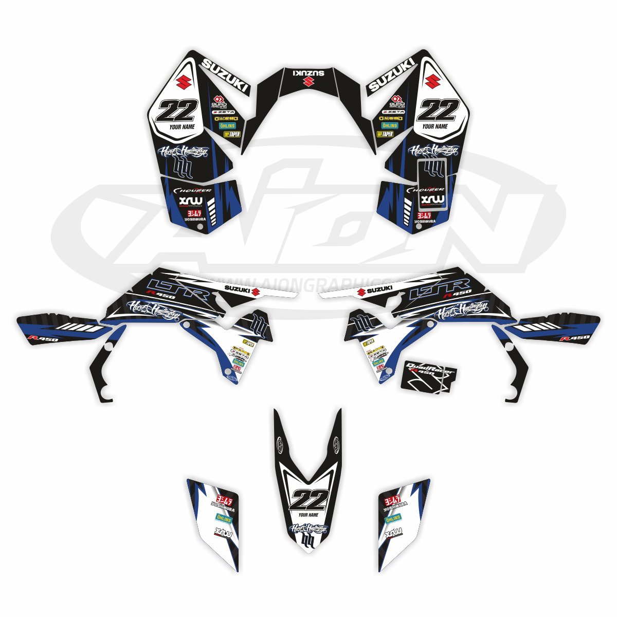 Suzuki Graphics kit for a LTR 450 R Quad bike - ATV Decals
