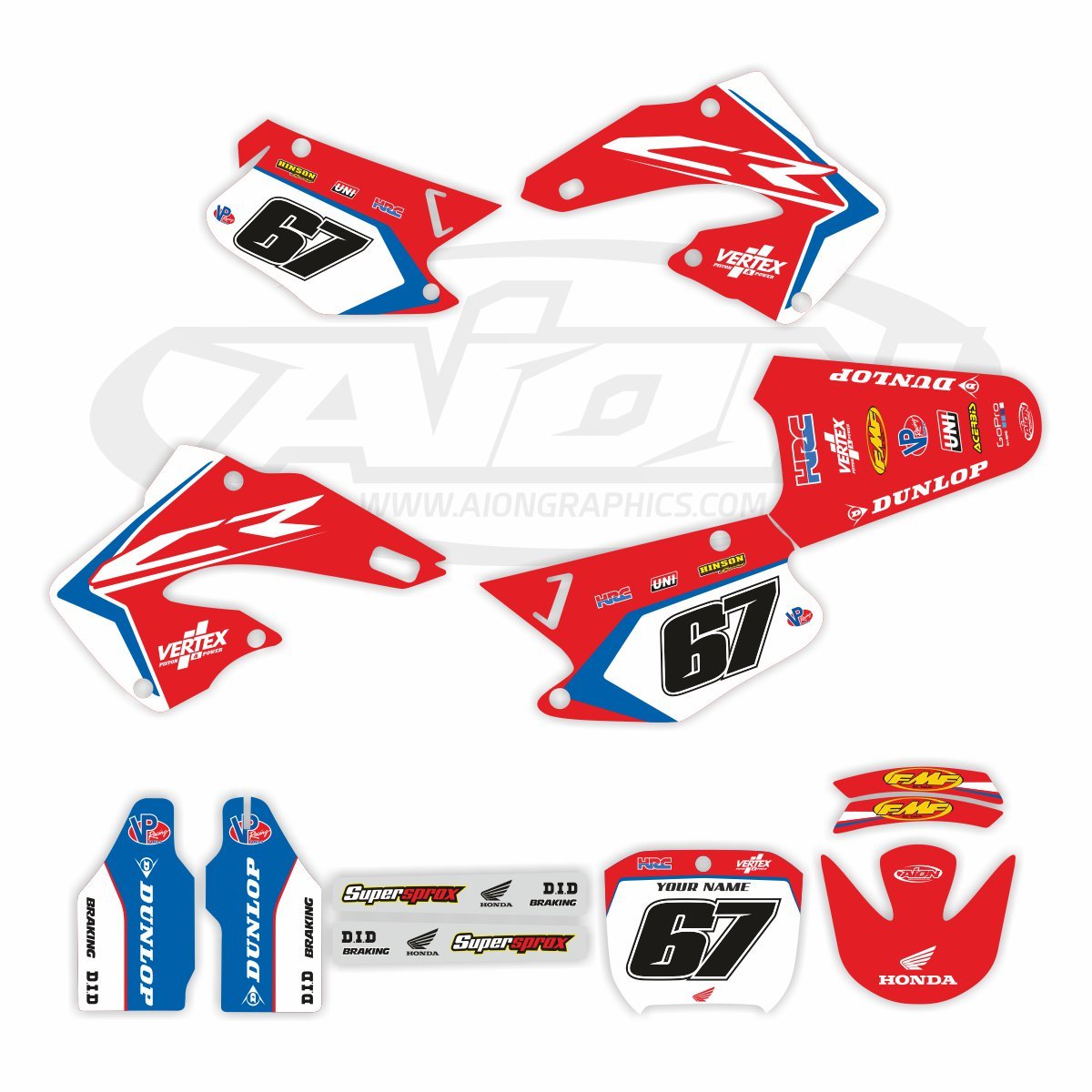 Honda Graphics Kit for a 2000-2001 CR 125-250cc dirt bike models