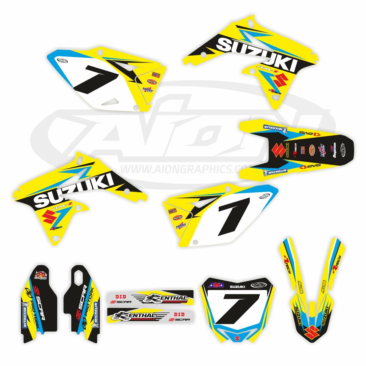 Suzuki Graphics Kit for a 2008-2017 RMZ 450cc dirt bike models