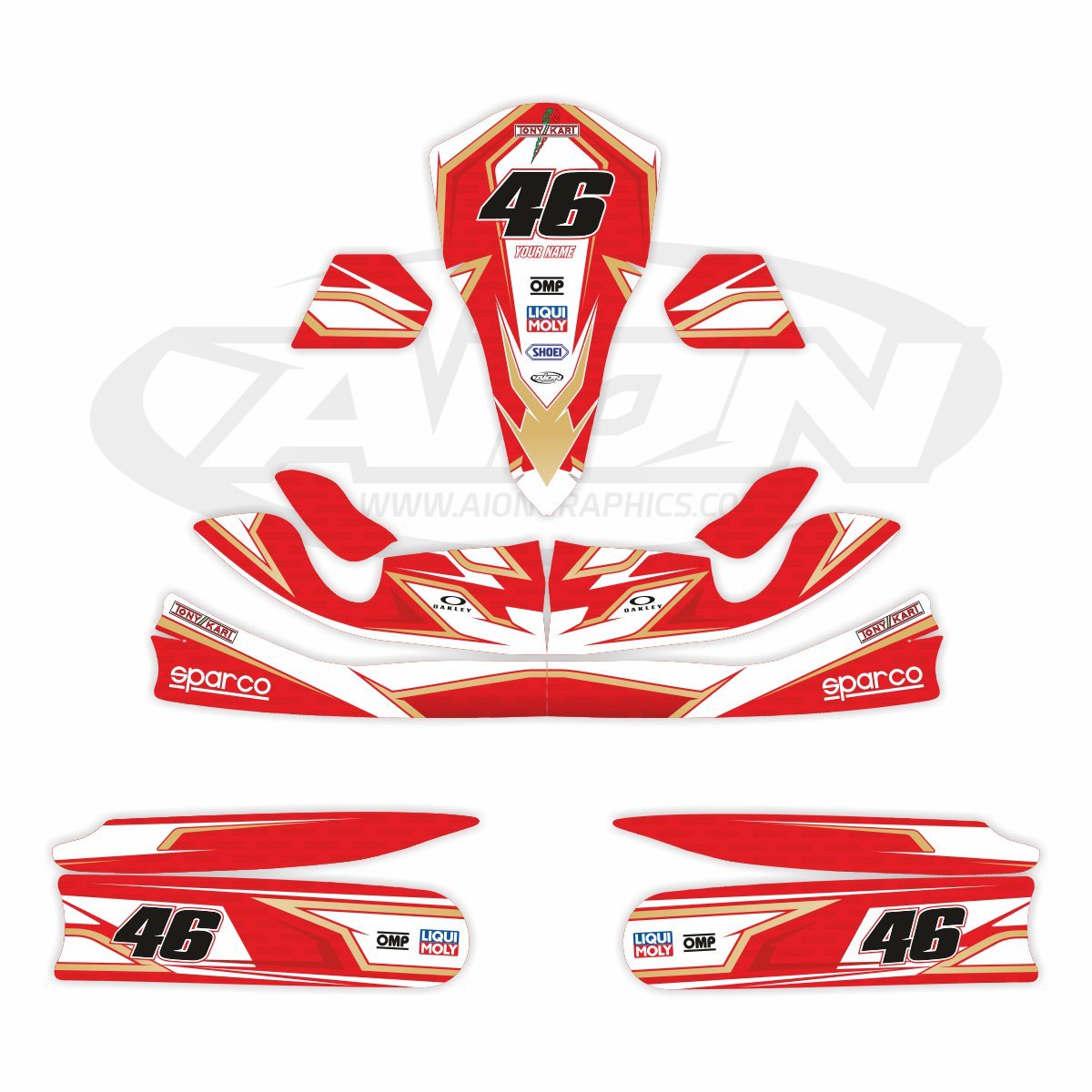Tony Kart Graphics kit for a OTK M4 Go Kart - AION Graphics Decals set